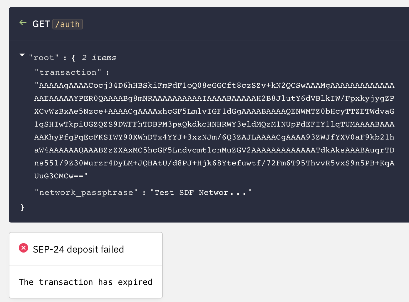 SEP-24 deposit failed: The transaction has expired · Issue #665 · stellar/js-stellar-sdk · GitHub