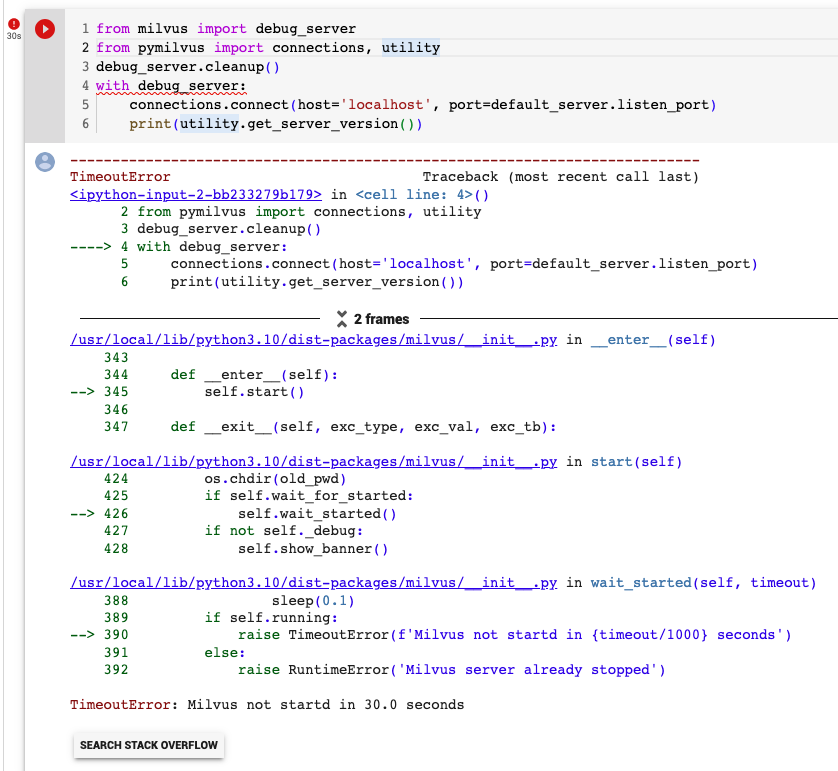 Milvus Lite Server Fails to Start · Issue #64 · milvus-io/milvus-lite · GitHub