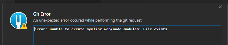 error: open("web/node_modules"): No such file or directory OR unable to create symlink on ...