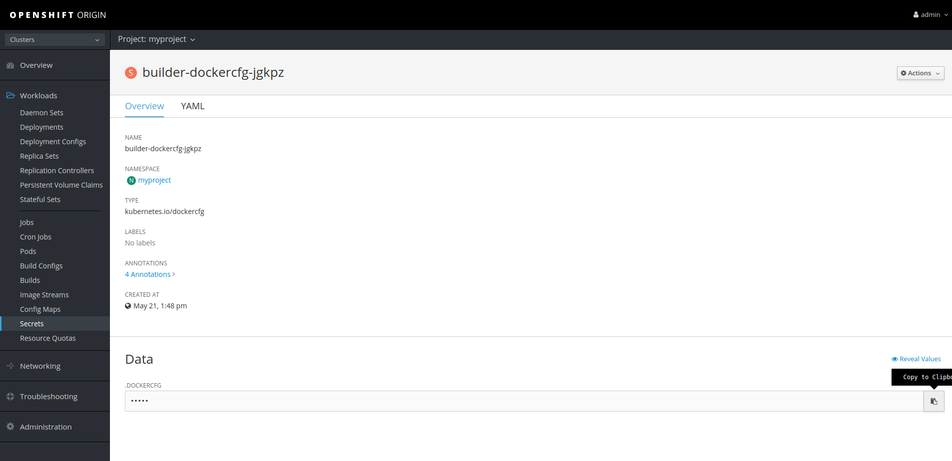 Add tooltip to the "copy to clipboard" component used with Secrets ...