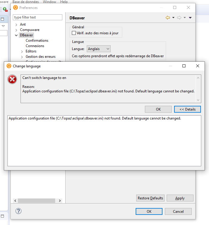 Change language in dBeaver option failed · Issue #7373 · dbeaver ...