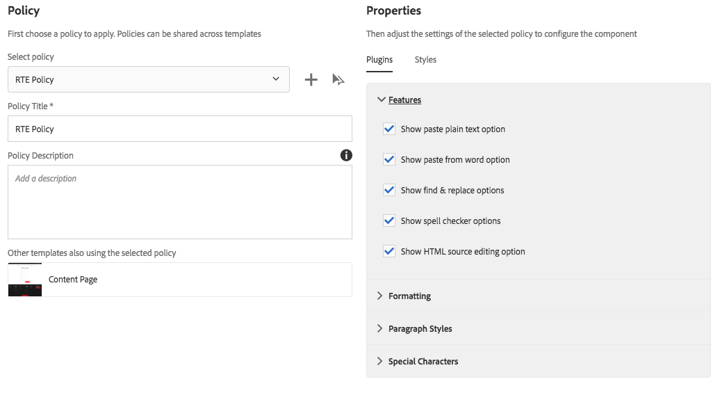 [Text] RTE Features in Edit Dialog are not controlled by Component ...