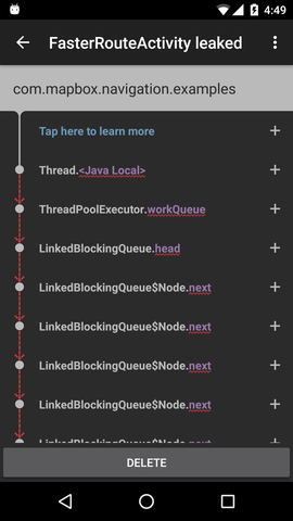 FasterRouteActivity.routesReqCallback leak · Issue #2822 · mapbox ...