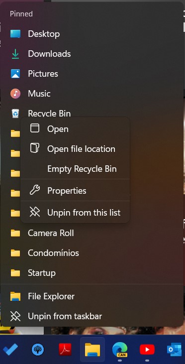 Feature: Enable folder context menus on taskbar icon jumplist · Issue ...