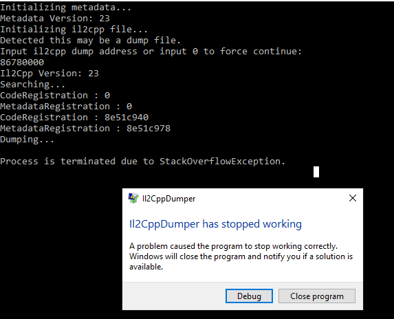 Dumping from dump file. (Unable to read beyond the end of the stream.) · Issue #452 · Perfare ...