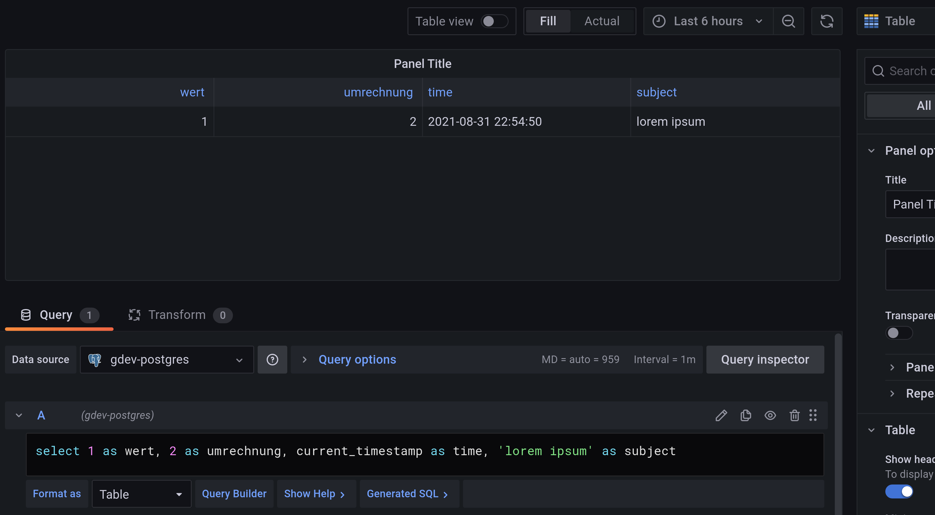 Wrong Columns In Query Result In Query Inspector Table Panel Doesnt Work Joins Not Working