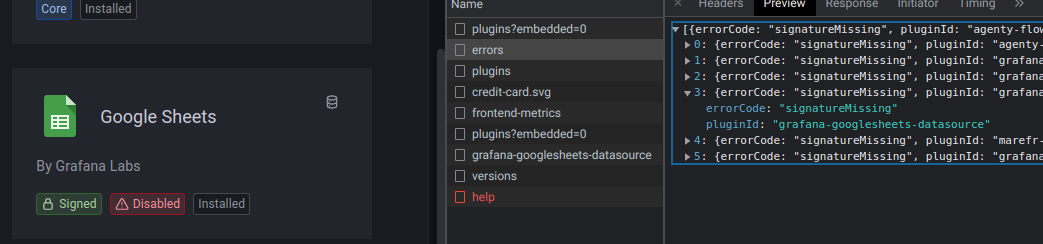 PluginsCatalog: Disabled plugin with signature errors show up as a signed and verified plugin ...