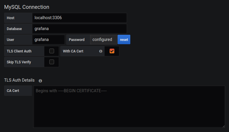 Connecting to MySQL Datasource using SSL TLS 1.2 · Issue #11924 · grafana/grafana · GitHub