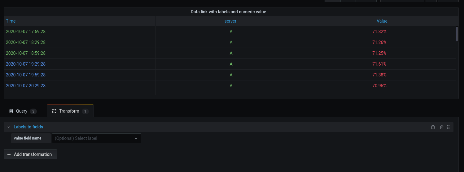 InfluxDB Flux: cannot access calculated and mapped values · Issue #28078 · grafana/grafana · GitHub