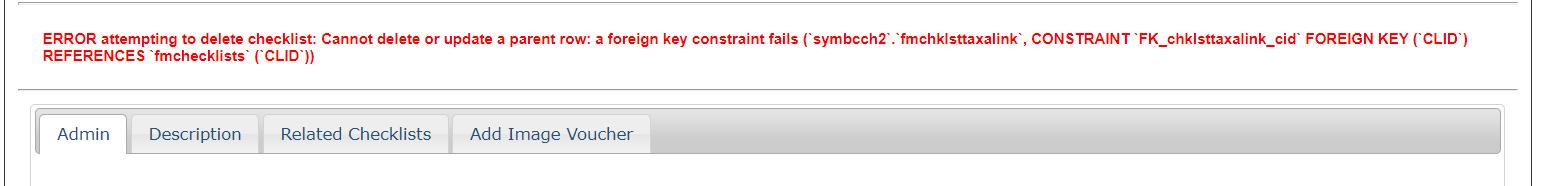 [Bug]: Unable to delete checklist · Issue #228 · BioKIC/symbiota-docs · GitHub