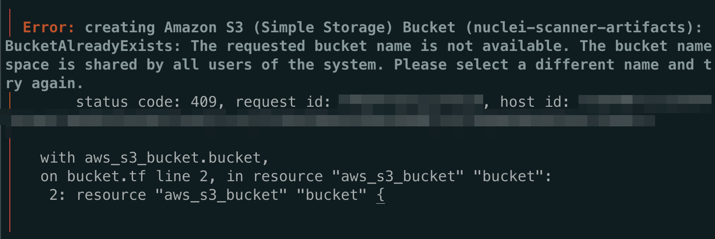 Error: BucketAlreadyExists: The requested bucket name is not available. · Issue #1 ...