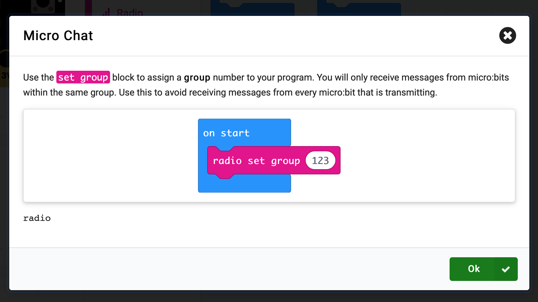 radio package text rendered at the bottom of a tutorial hint · Issue #1477 · microsoft/pxt ...