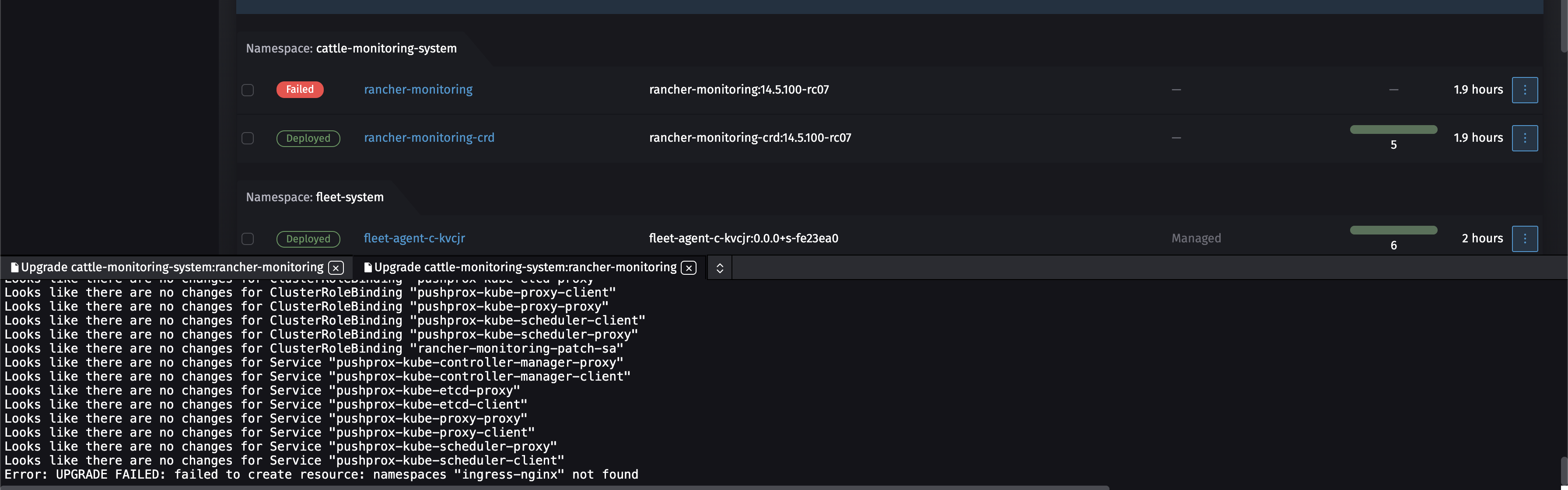 [monitoring v2] not installing correctly on RKE2 -- ingress-nginx not deploying · Issue #32145 ...
