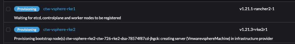 Unable to provision vsphere downstream clusters (RKE/RKE2) -- machines not created in vsphere ...