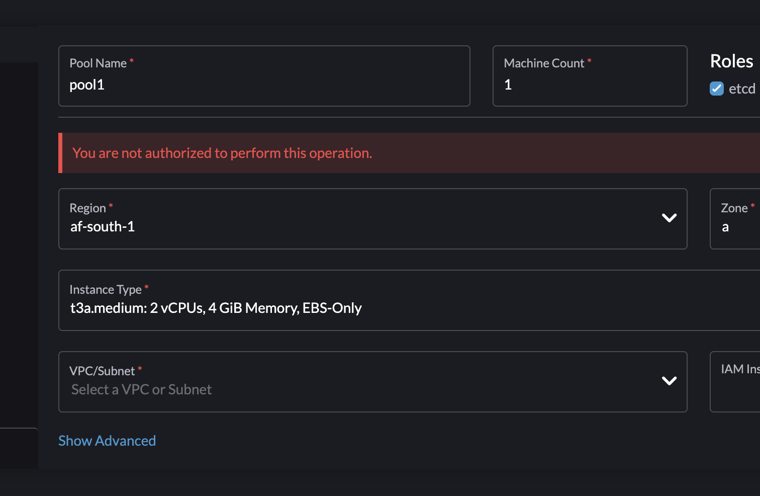 [rke2 ec2 cluster provisioning] User can't de-select amazon ec2 region if they first select a ...