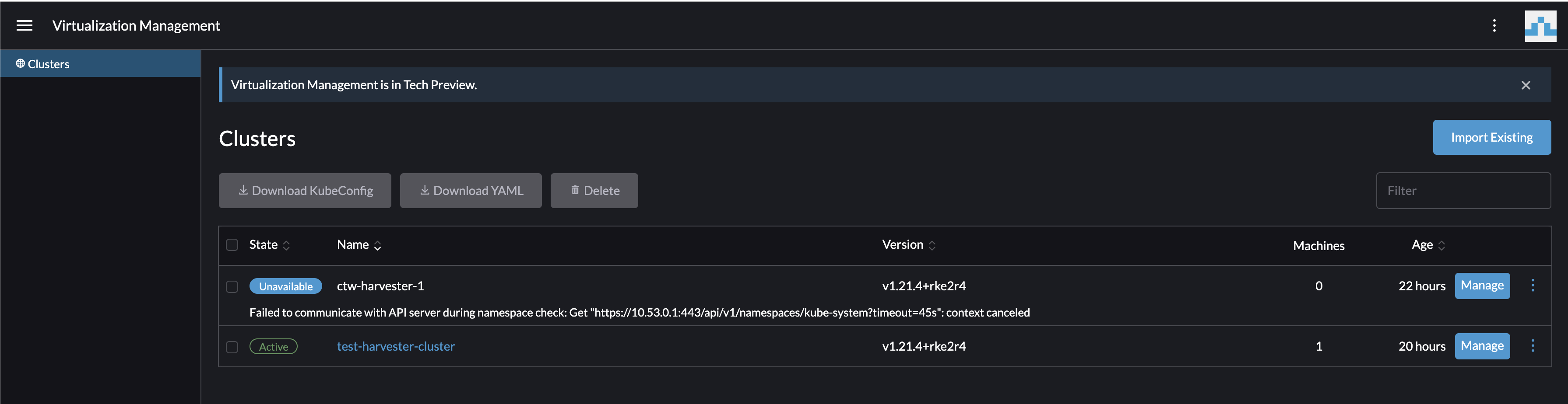 [virtualization management] swap `manage` and `explore` operations to ...