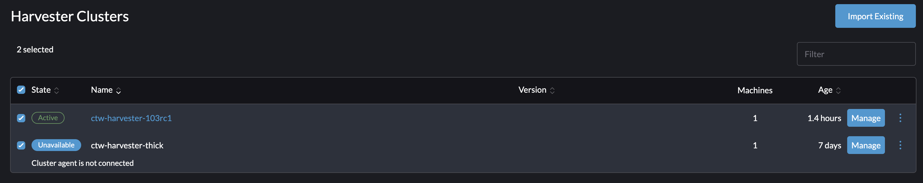 [BUG] Virtualization Management has no option to delete cluster(s) from ...