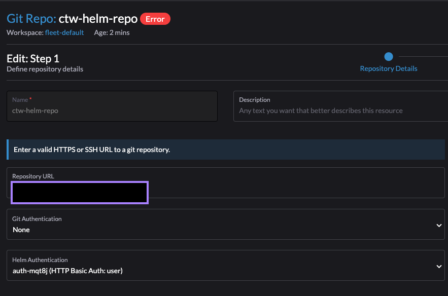 Unable To Add Git Repo With Basic Auth Secret `failed To Look Up Helmsecretname Secrets Fleet