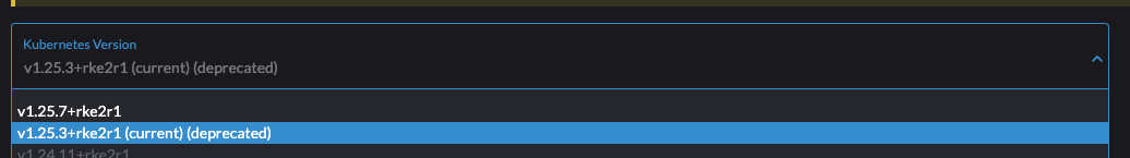 Bug K8s Versions That Are Not Listed In The Ui Dropdown Are Out Of Ordershow As First In List