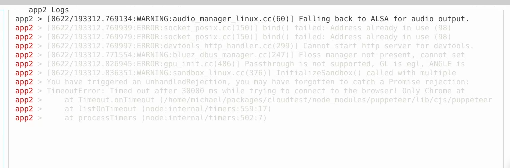 [Bug]: bind() failed: Address already in use (98) · Issue #8546 · puppeteer/puppeteer · GitHub