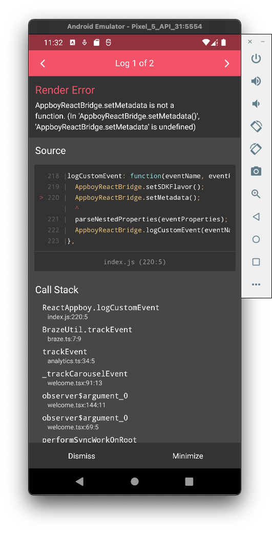 crasher on v1.35.0 - AppboyReactBridge.setMetadata is not a function (Android) · Issue #144 ...
