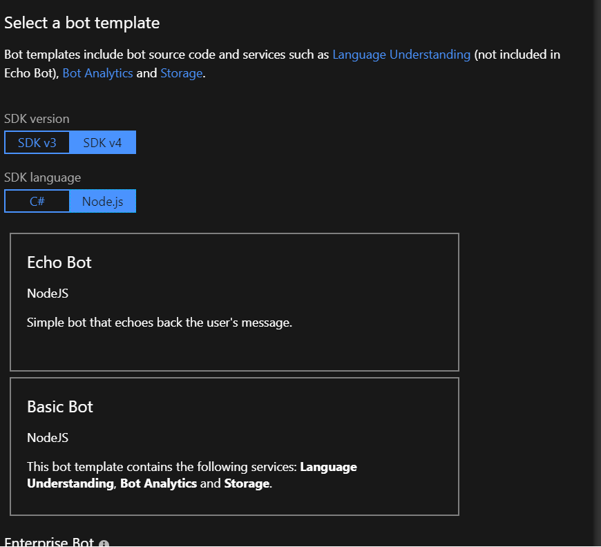 Portal Default Bot Is C Even When Nodejs Sdk Language Is Selected · Issue 61 · Microsoft