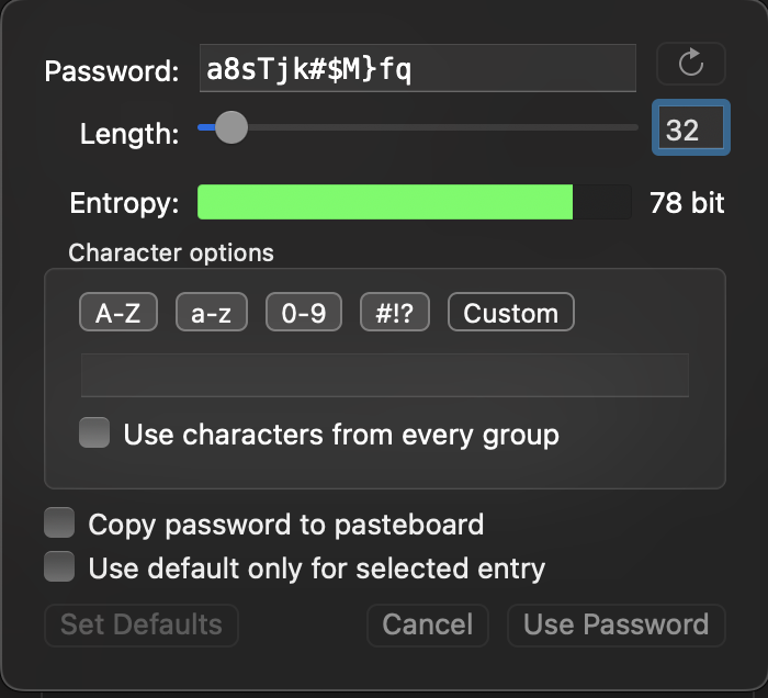 Ability to Set Default Password Length and Characteristics · Issue #1123 · MacPass/MacPass · GitHub