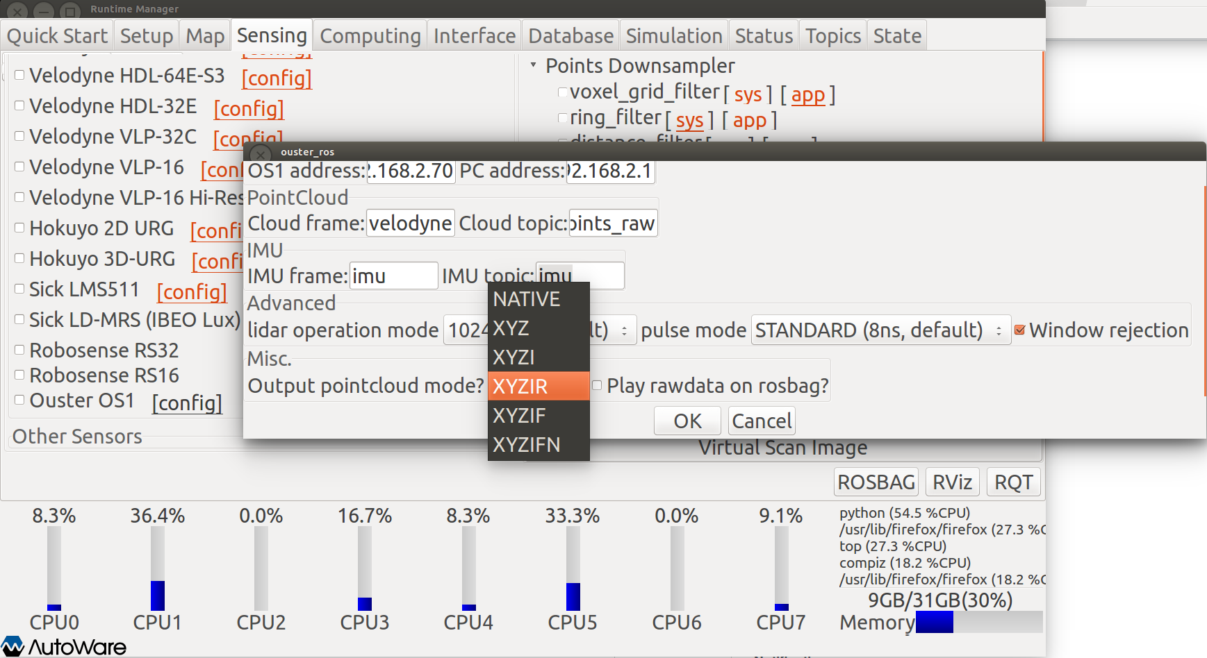 Changes in Autoware UI for Ouster config dialog · Issue #594 ...