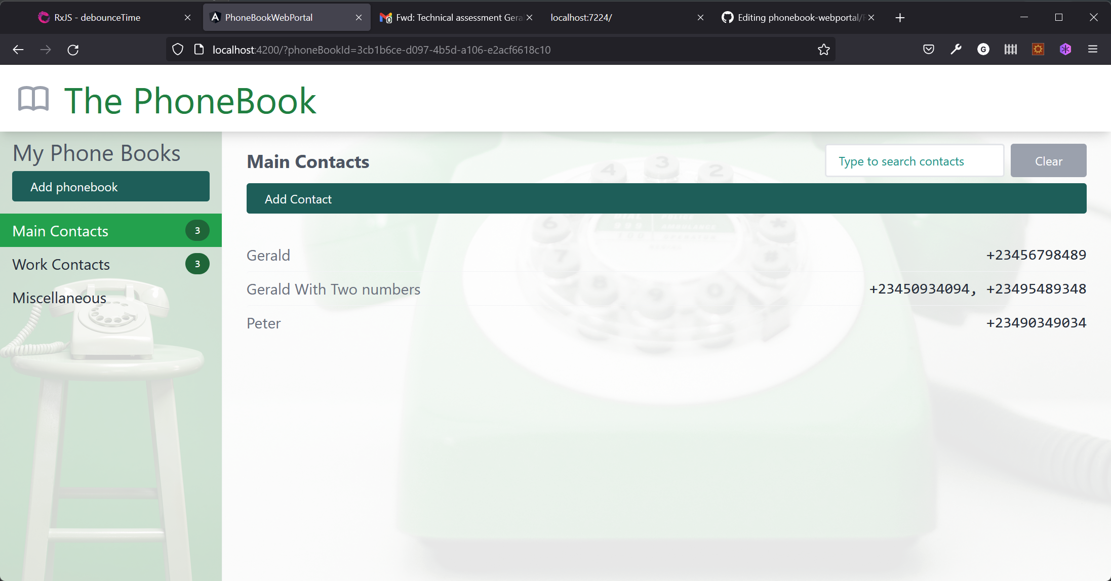 GitHub - geraldcsoftware/phonebook-webportal: Web portal to view and manage a simple phonebook