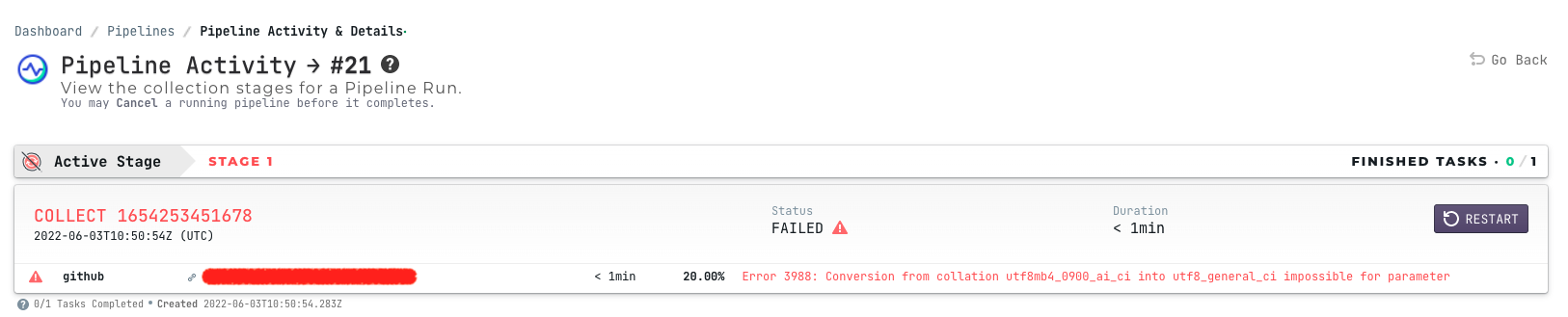 Conversion from collation utf8mb4_0900_ai_ci into utf8_general_ci impossible for parameter ...