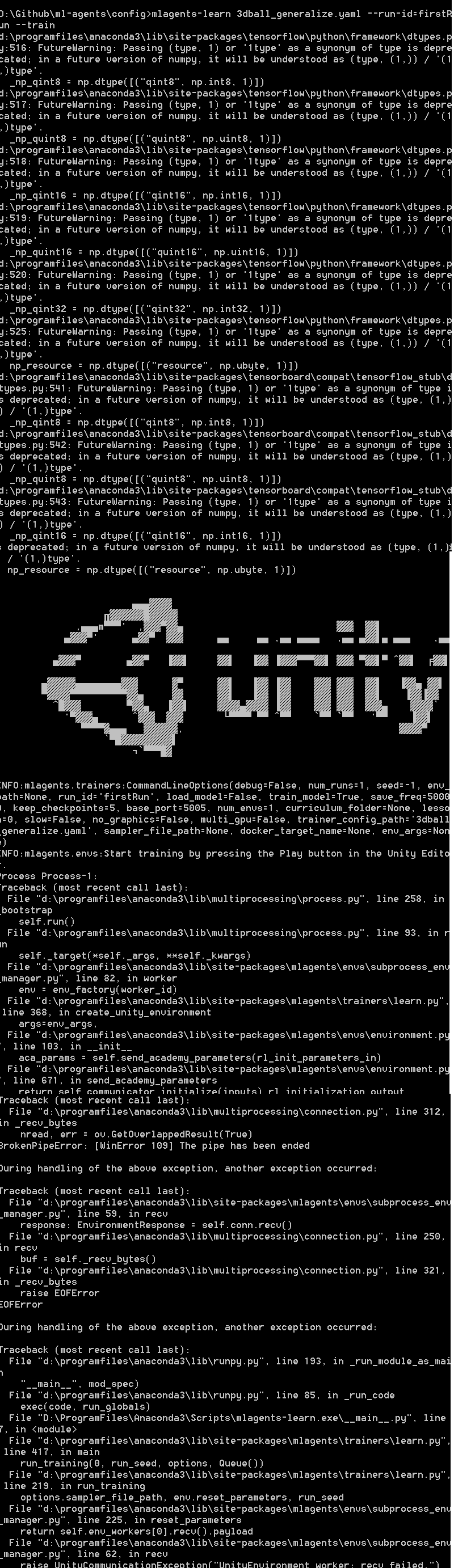 Traceback Most Recent Call Last · Issue 2763 · Unity Technologiesml Agents · Github