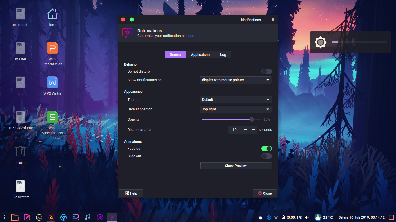 more polish notification for xubuntu (xfce4-notifyd i think) and make logout dialog (xfce4 ...