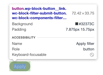 Filter Block Buttons appearing differently in the editor vs the front end · Issue #42591 ...