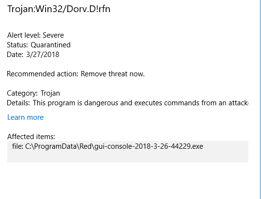 Windows Defender reports gui-console.exe as Trojan · Issue #3263 · red/red · GitHub