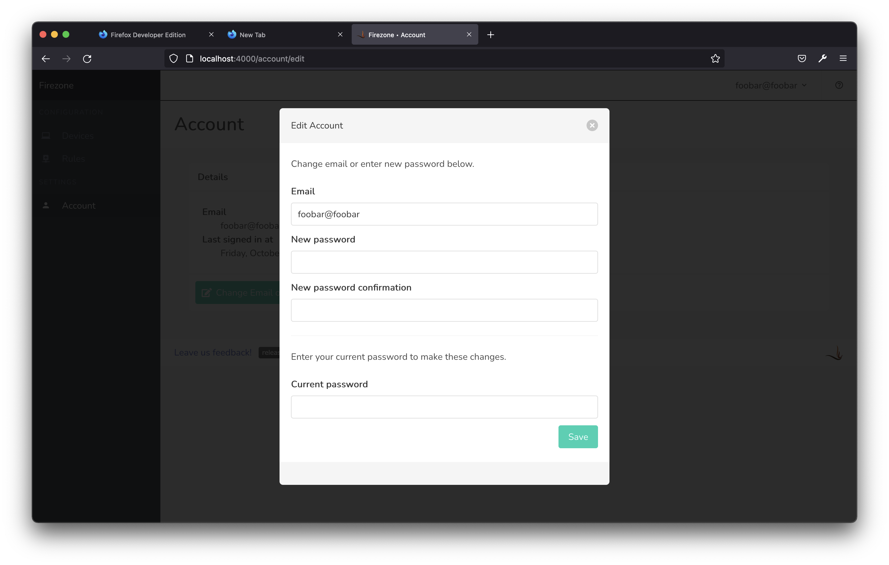 Default-Admin user is only changeable via firezone.rb, and password is only changable via ...