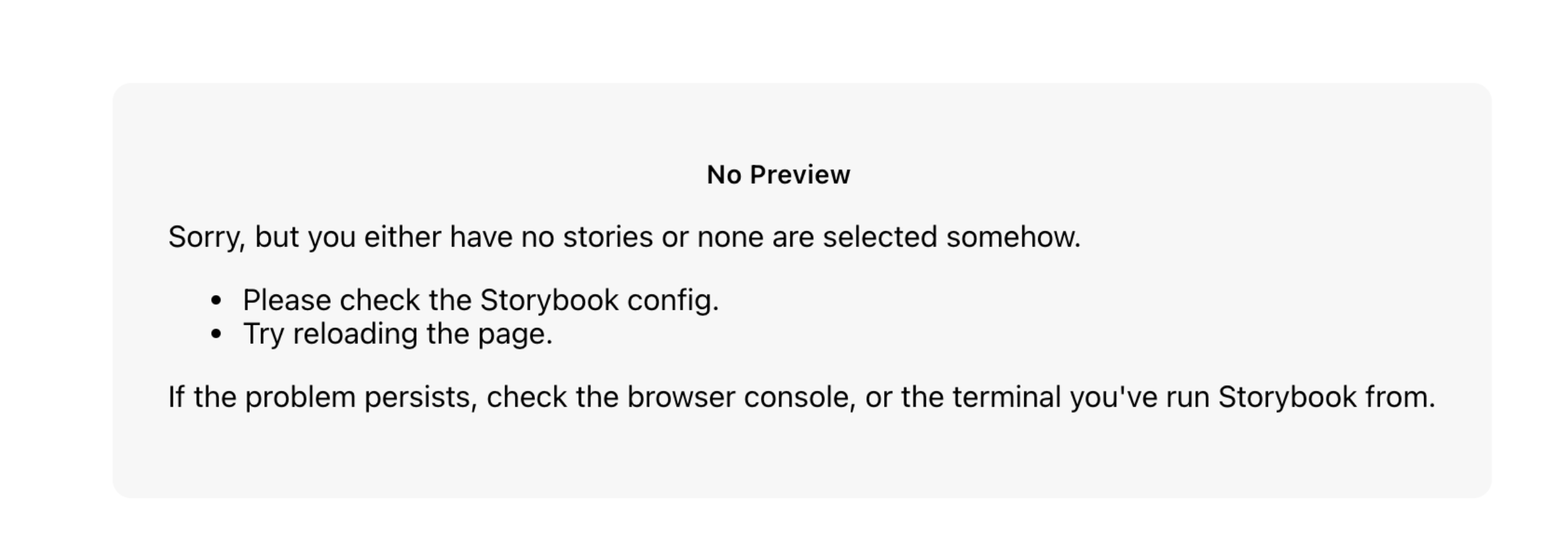 "No Preview" when starting Storybook for the first time · Issue #15310 · storybookjs/storybook ...