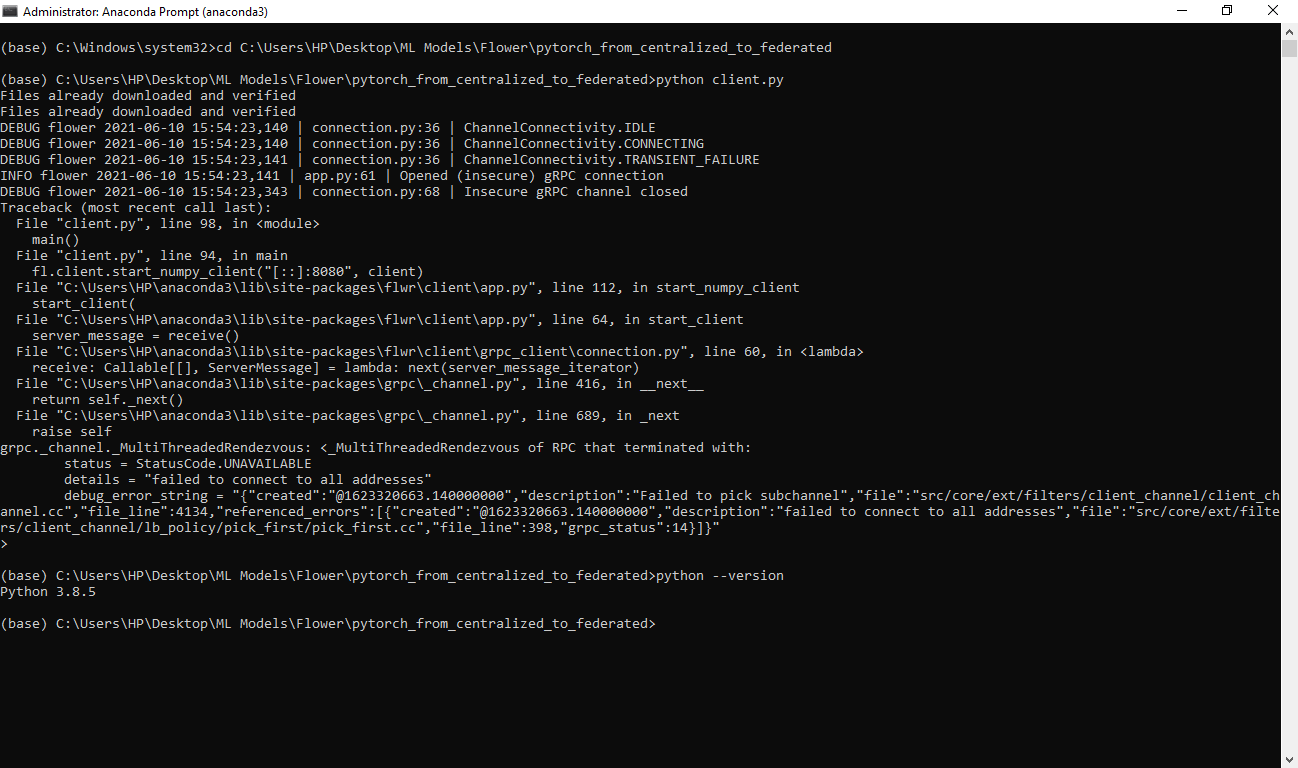 Client not starting · Issue #756 · adap/flower · GitHub