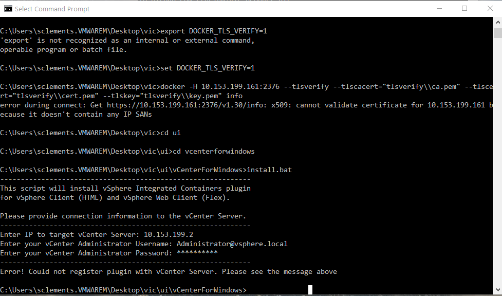 Plug-in scripts don't work if you set VIC_MACHINE_THUMBPRINT ...