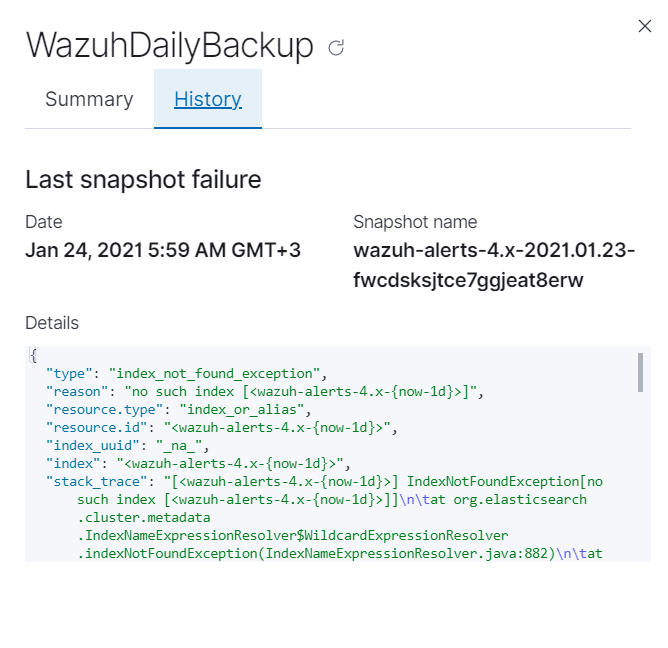 Snapshot And Restore Index Backup Error · Issue 7256 · Wazuh Wazuh · Github