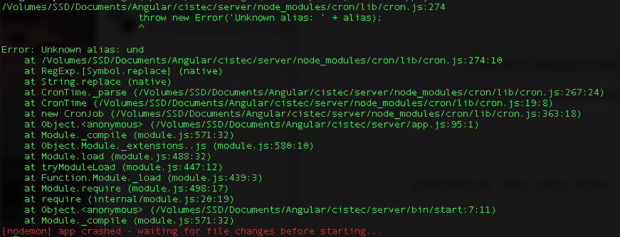 Error: Unknown alias: und · Issue #296 · kelektiv/node-cron · GitHub