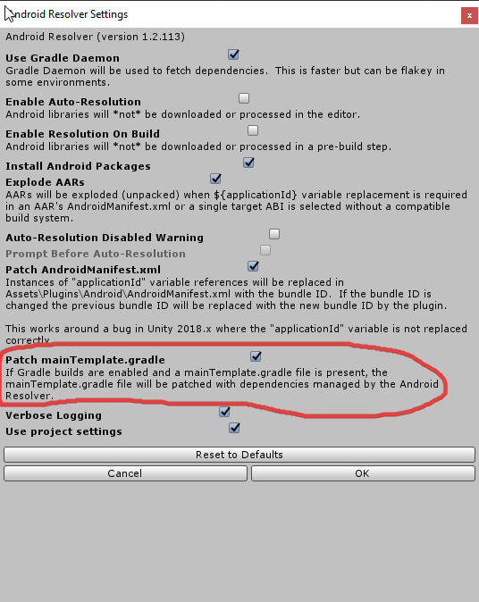 Bad patch of mainTemplate.gradle · Issue #223 · googlesamples/unity-jar-resolver · GitHub
