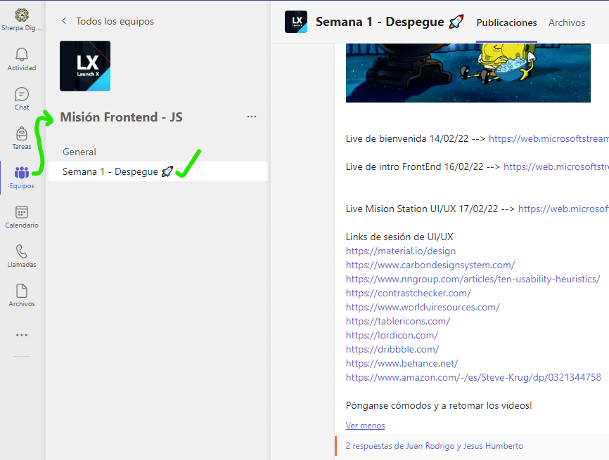 Grabaciones Semana 1 Misión FrontEnd · LaunchX-InnovaccionVirtual FrontEnd-Mision · Discussion ...