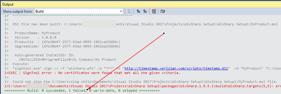 If signing of the bundle, or msi fails, wix does not error · Issue #628 · oleg-shilo/wixsharp ...