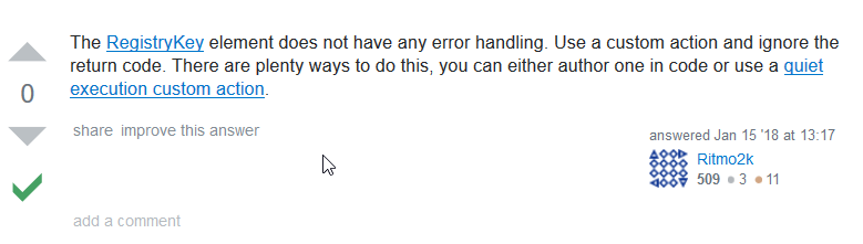 Question: how to skip RegValue error during installation? · Issue #710 · oleg-shilo/wixsharp ...
