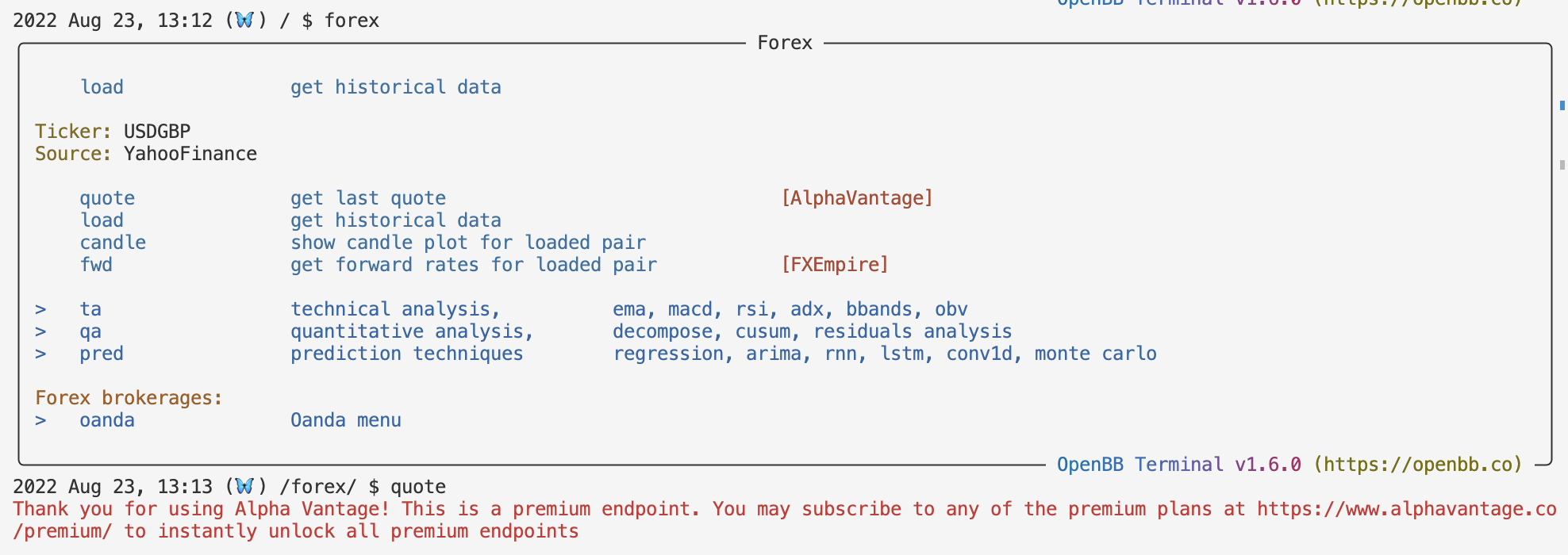 [Bug] Forex Quote API blocked via premium account · Issue #2403 · OpenBB-finance/OpenBB · GitHub