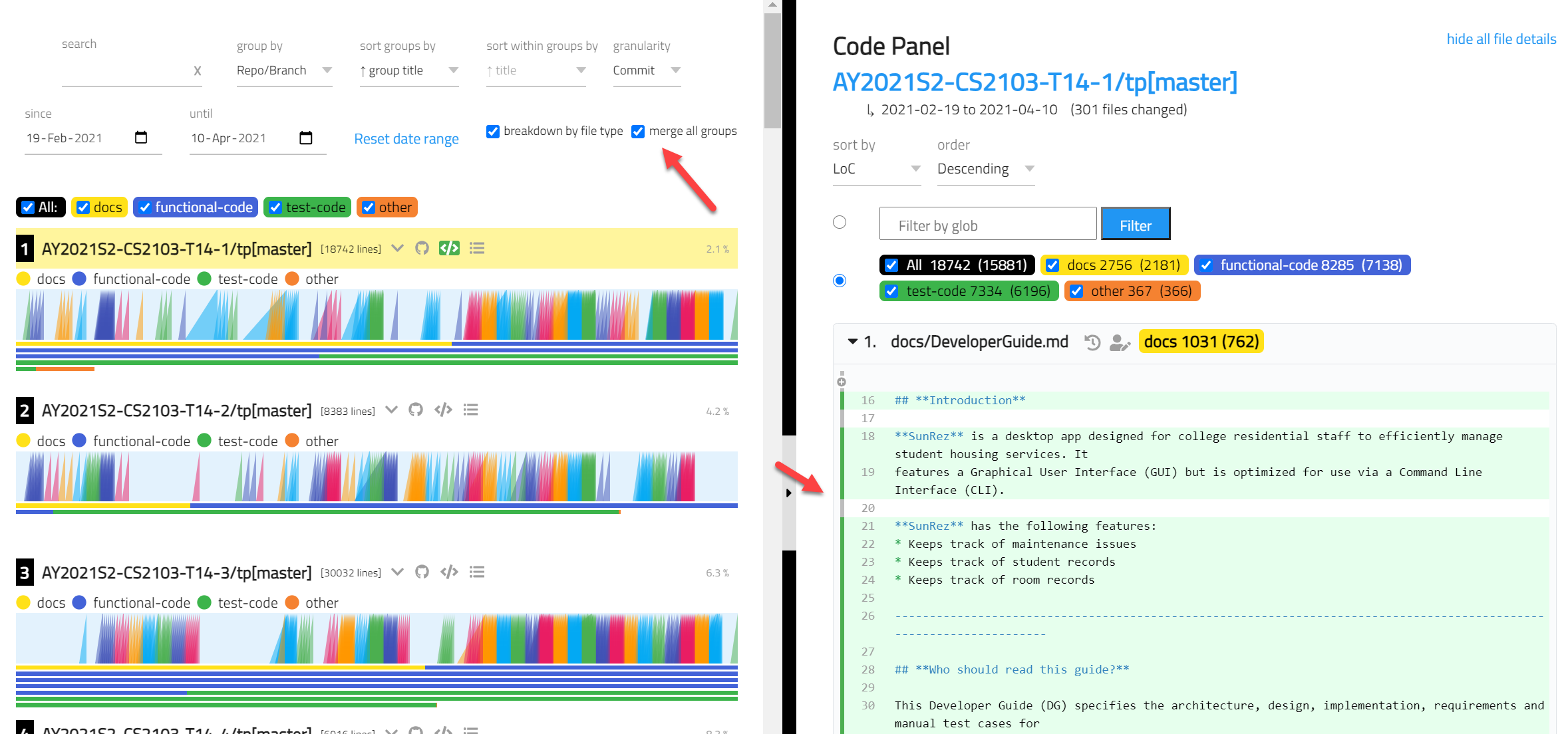 Merged group view: show author in code view · Issue #1537 · reposense/RepoSense · GitHub