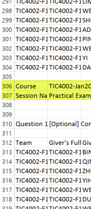 Instructor downloading session results: course/session details are ...