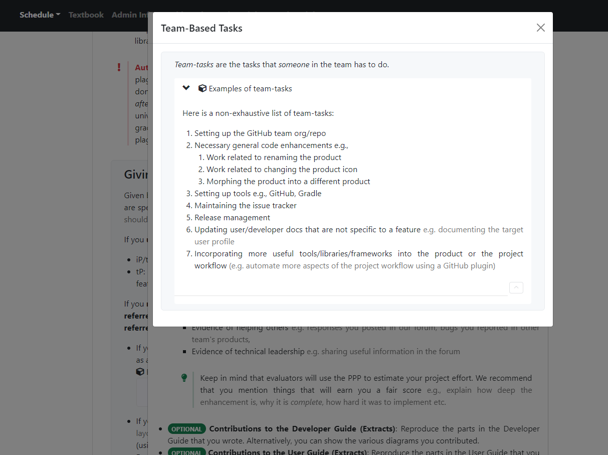 Week 12 Project tab: Admin tP → Deliverables → Project Portfolio Page ...