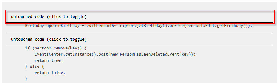 code panel: de-emphasize untouched code · Issue #188 · reposense/RepoSense · GitHub