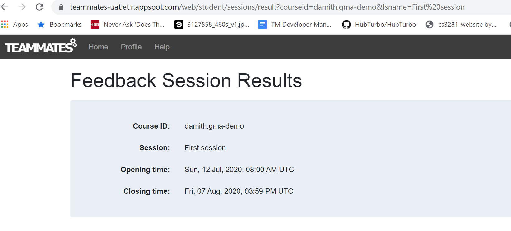 Link Recovery Submission Link Ends Up In Session Results Page · Issue 10302 · Teammates